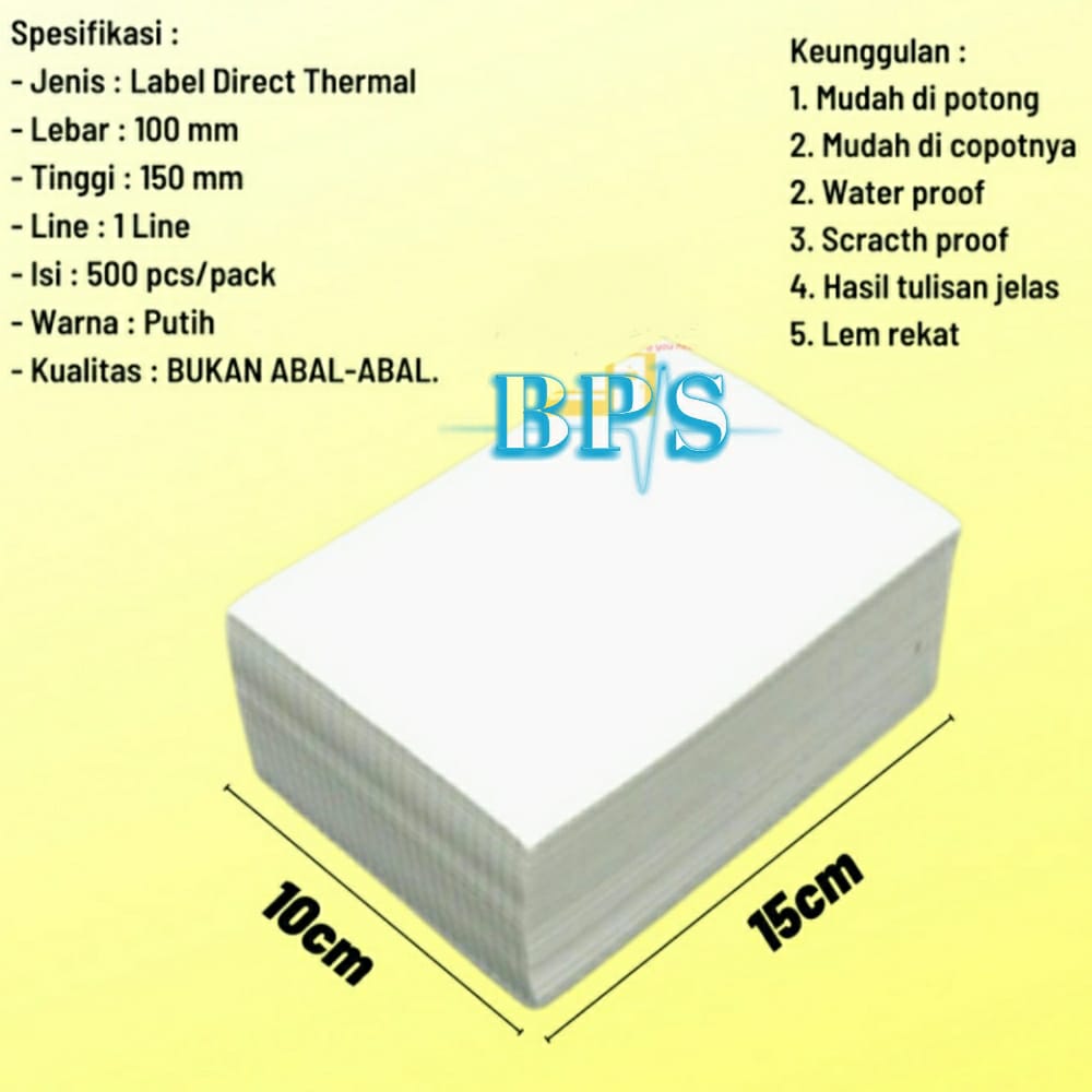 BPS/GROSIR Kertas Thermal Label Sticker Barcode 100X150 Ukuran A6 ROLL ...