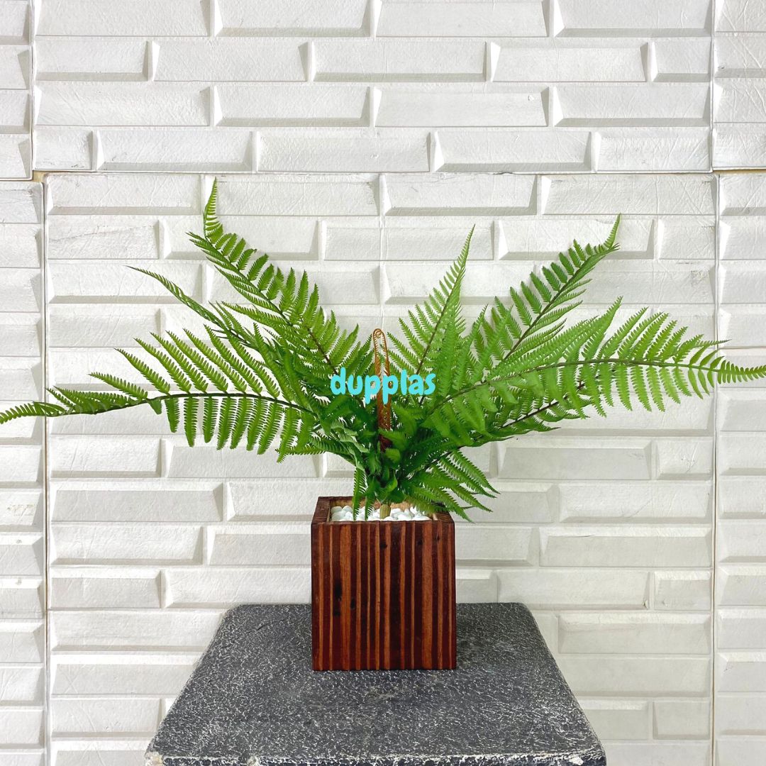 Pohon Daun Pakis Boston Group Latex Artificial Pot Kotak Motif Kayu ...