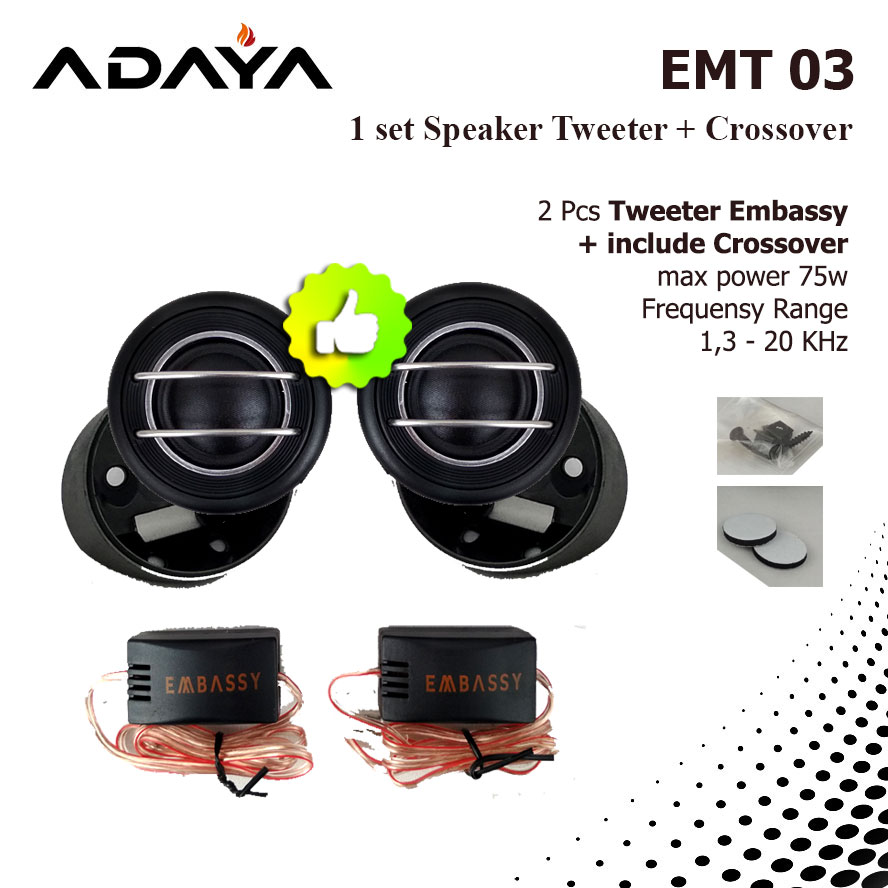 Speaker Tweeter Mobil dengan Crossover Embassy EMT - 03 | Lazada Indonesia