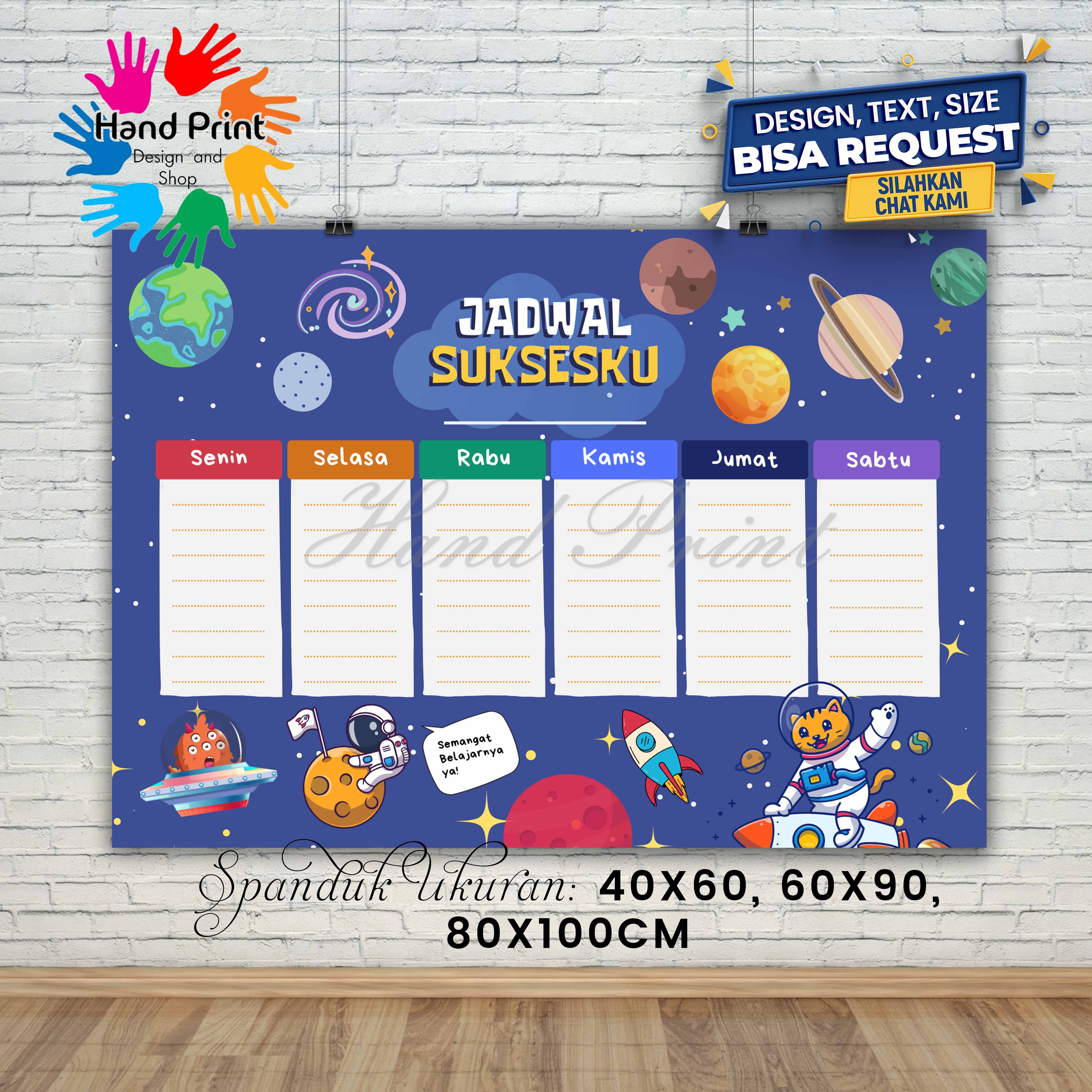 Cetak Spanduk Banner MMT Jadwal Pelajaran Planet Angkasa 100x80cm Bisa ...