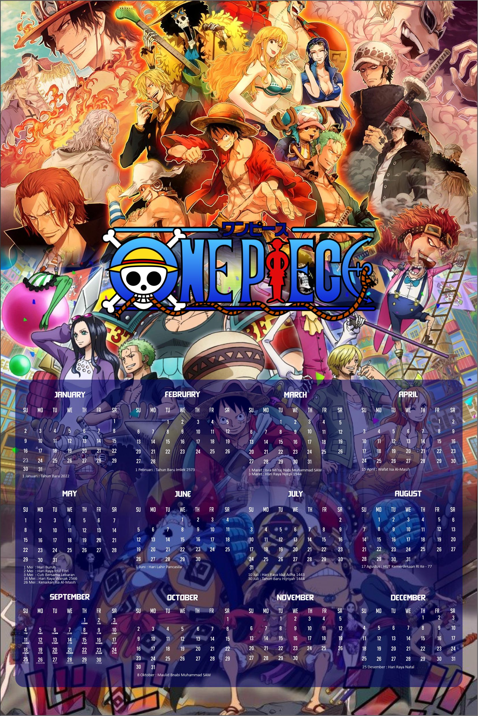 Kalender 2022 Anime | Kalender Karakter 2022 | Calender 2022 | Lazada ...