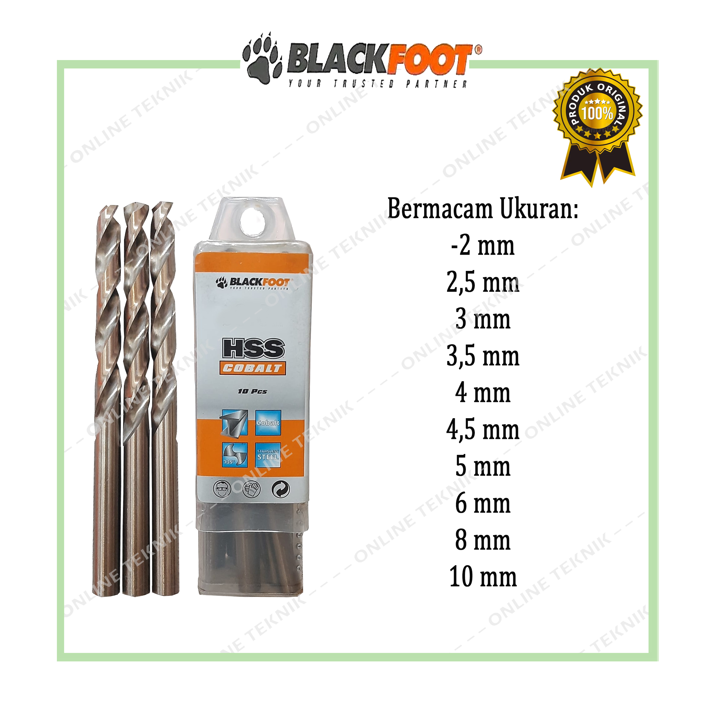 BLACKFOOT Mata Mesin Bor Besi HSS Super Cobalt Stainless Steel Semua ...