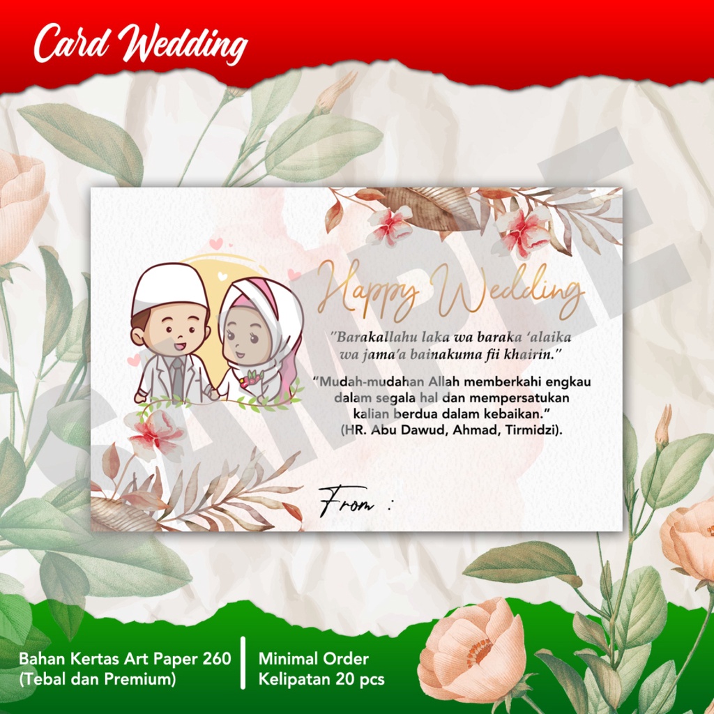 20 pcs // Greeting Card Happy Wedding // Gift Card // Kartu Ucapan ...