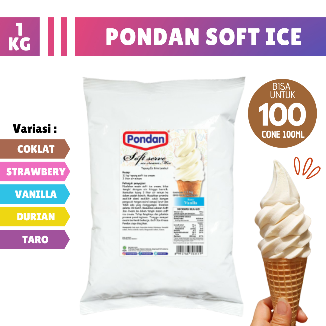 Bubuk Es Krim Soft Pondan 1KG Formula Ice Cream Cone Powder | Lazada Indonesia