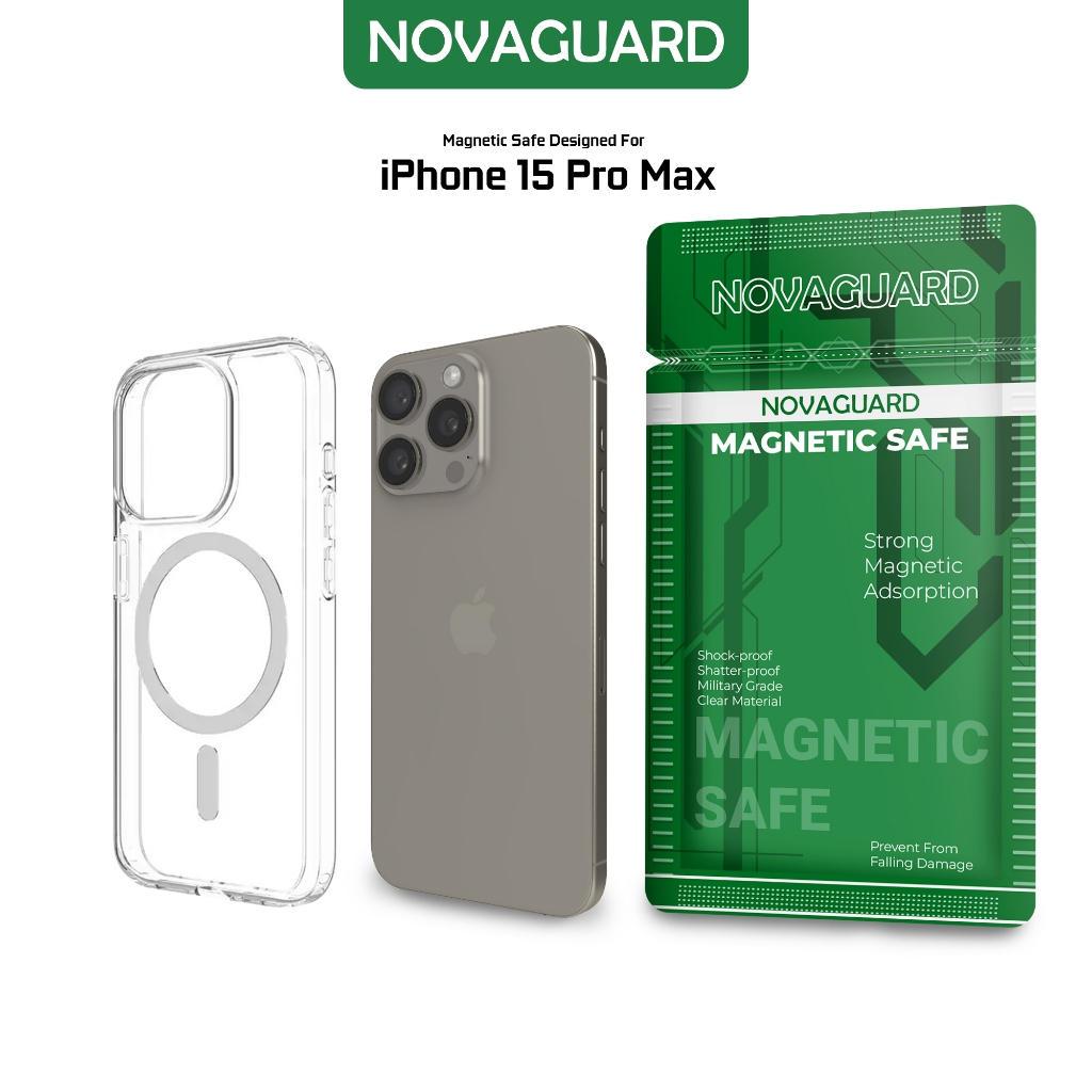NovaGuard Magnetic Case Magsafe for iPhone 15 PRO MAX Clear Hybrid ...