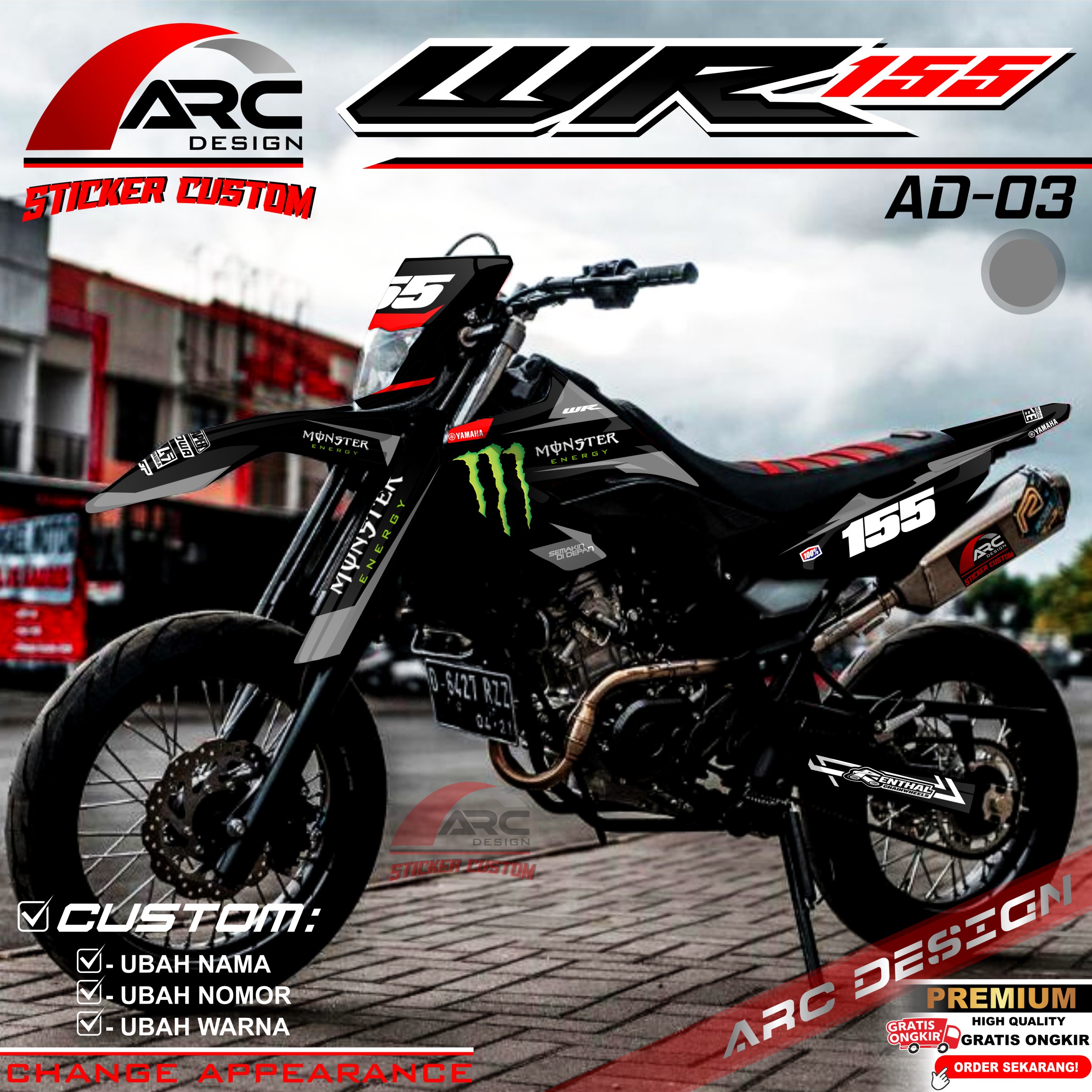 Decal Sticker Motor Cross Yamaha WR155 Fullbody - Dekal Stiker WR 155 ...