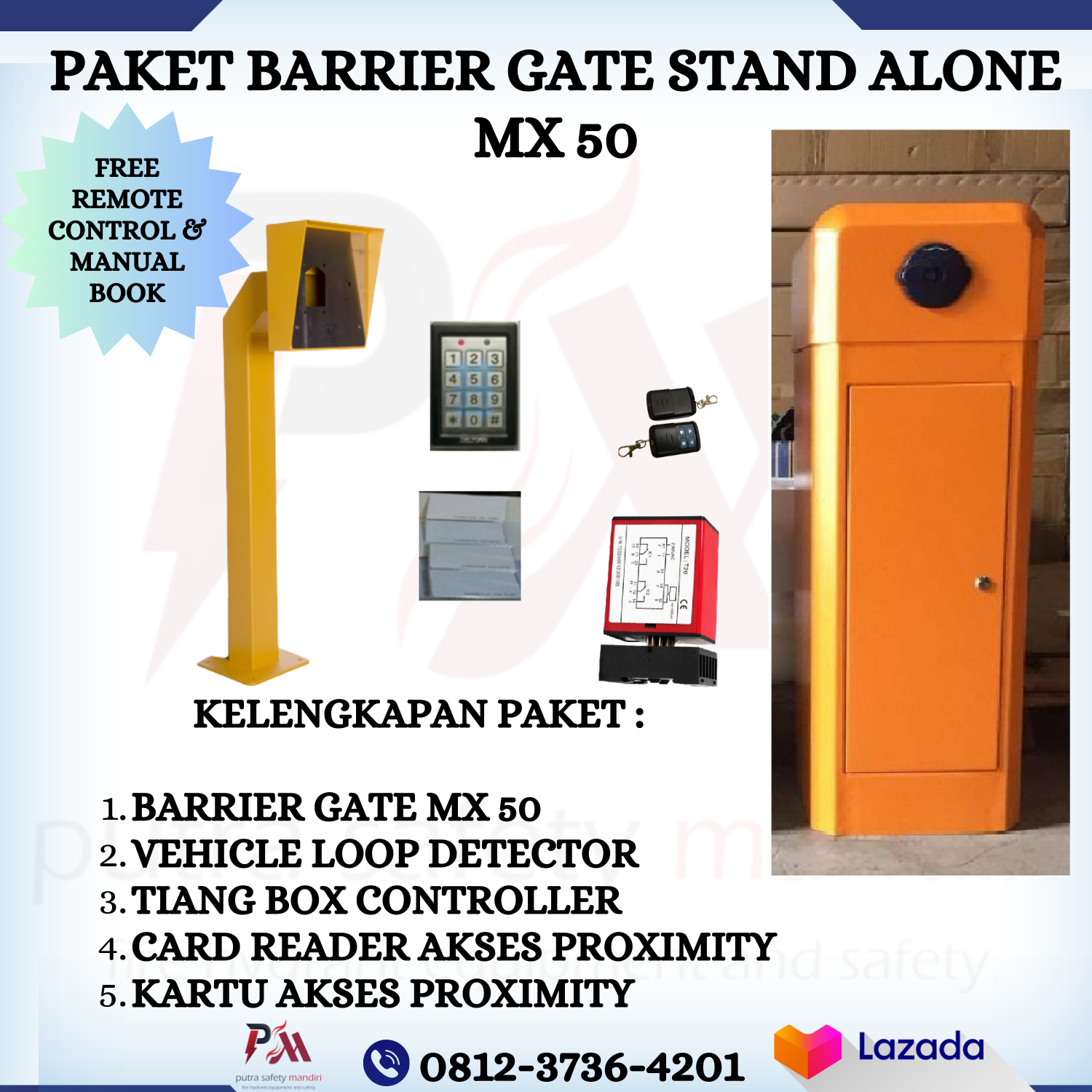 PAKET STAND ALONE BARRIER GATE MX 50 PALANG PARKIR OTOMATIS | Lazada ...