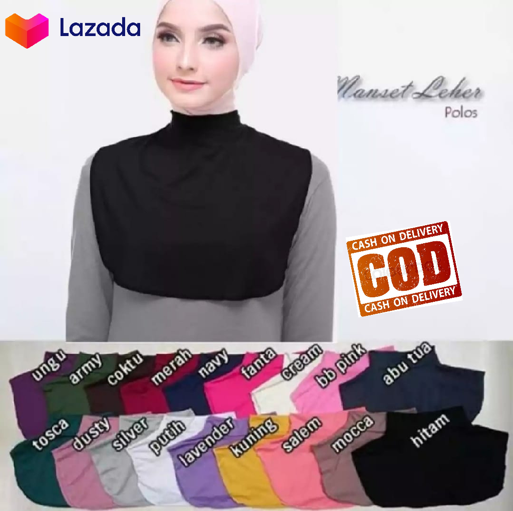 Manset Leher Dalaman Hijab Inner Hijab Penutup Leher Polos//Spandek PE ...