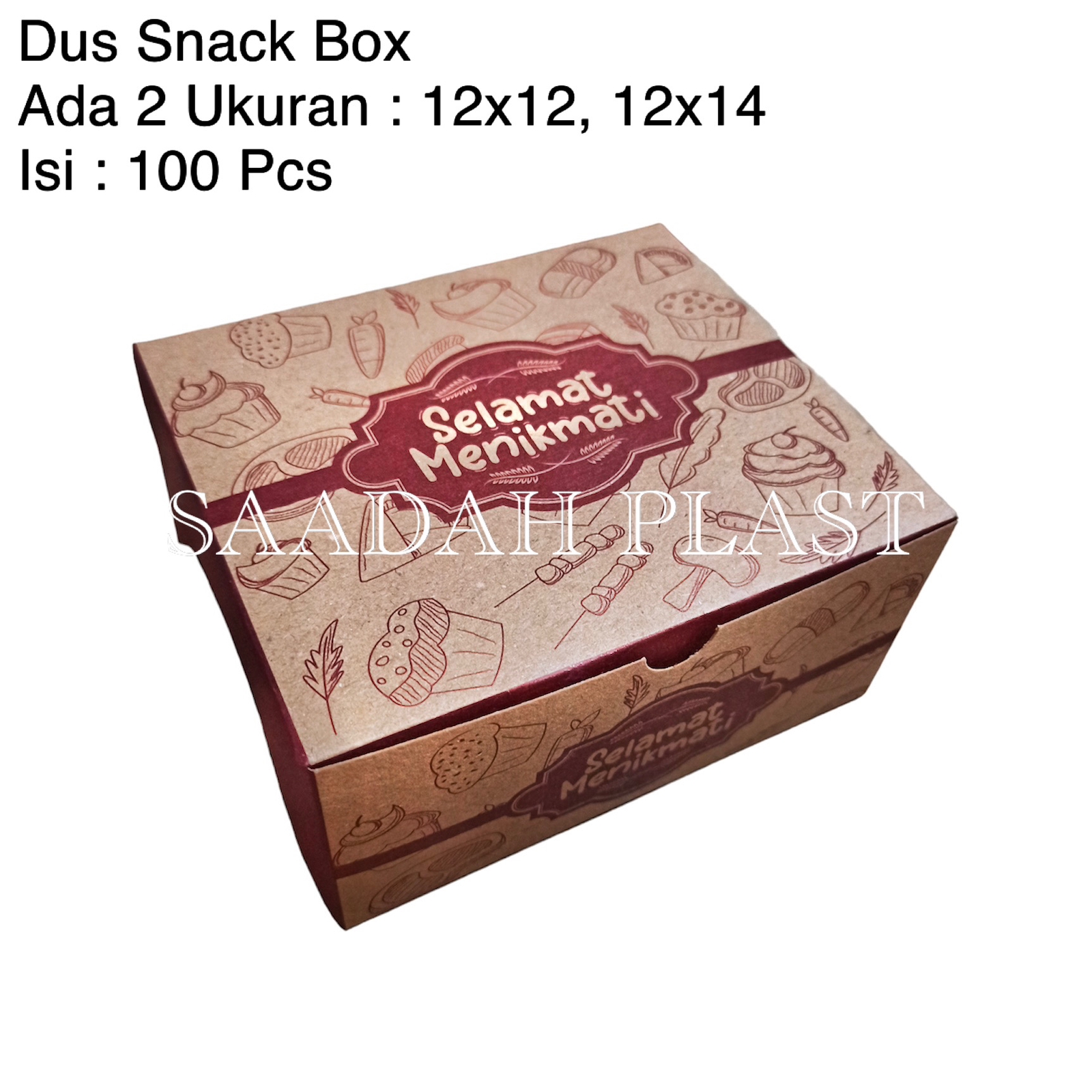 (ISI 100) Dus Snack Box Kraft Motif 12x12 12x14 12x16 / Dus Kue Kotak ...