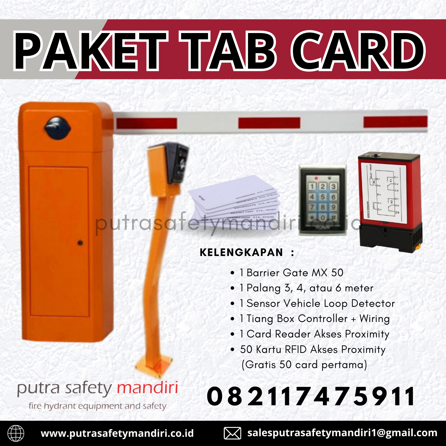 Barrier Boom Gate Mx 50 Paket Tab Card Rfid Palang Parkir Otomatis