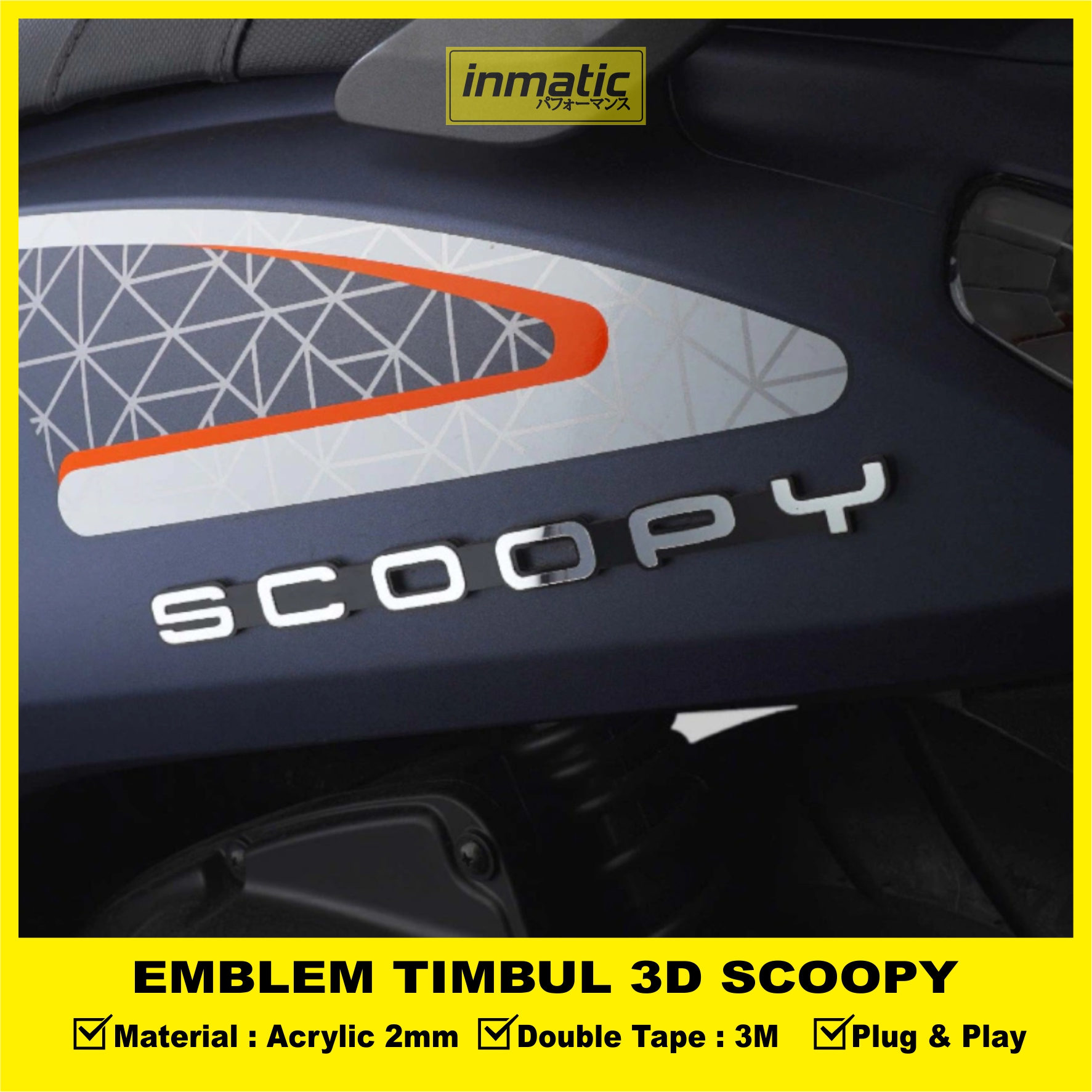 2PCS EMBLEM SCOOPY 3D EMBLEM LOGO SCOOPY TIMBUL AKSESORIS SCOOPY ...