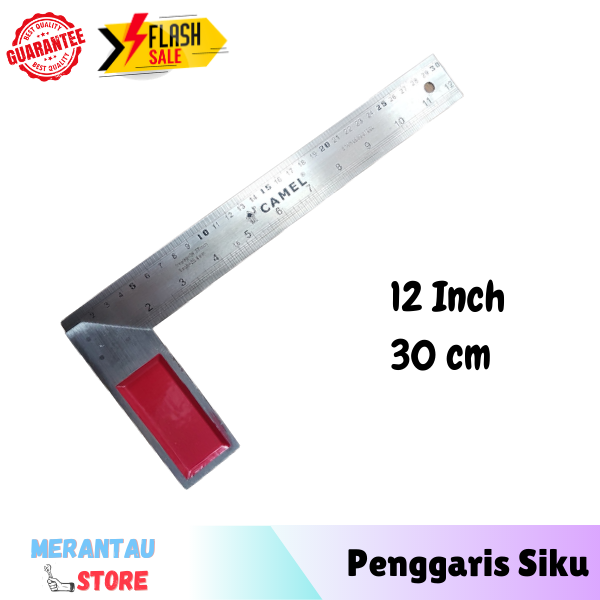 Penggaris Siku Tukang 30cm 12 inch Tebal Siku Tukang Pasekon Penggaris ...