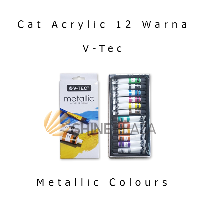 Cat Acrylic V-Tec 12 Warna Pastel Neon Metallic Colors 6ml - Cat Akrilik VTec Paint Set VT-612A ...