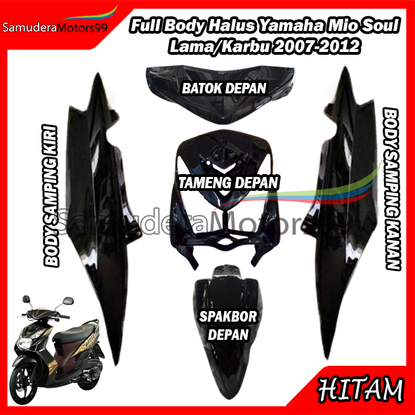 Full Body Bodi Halus Yamaha Mio Soul/Mio Soul Lama Warna Hitam Fullset ...