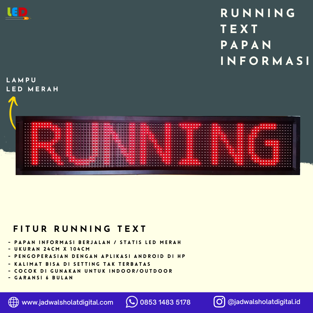 Running Text Tulisan Berjalan Tampilan Dua Sisi Warna LED Merah Outdoor ...