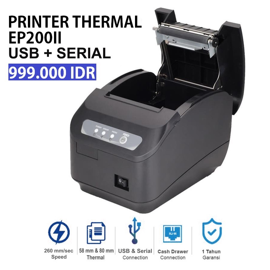 POS PRINTER THERMAL EP200II (USB+RS232 SERIAL) AUTO CUTTER 80MM ...