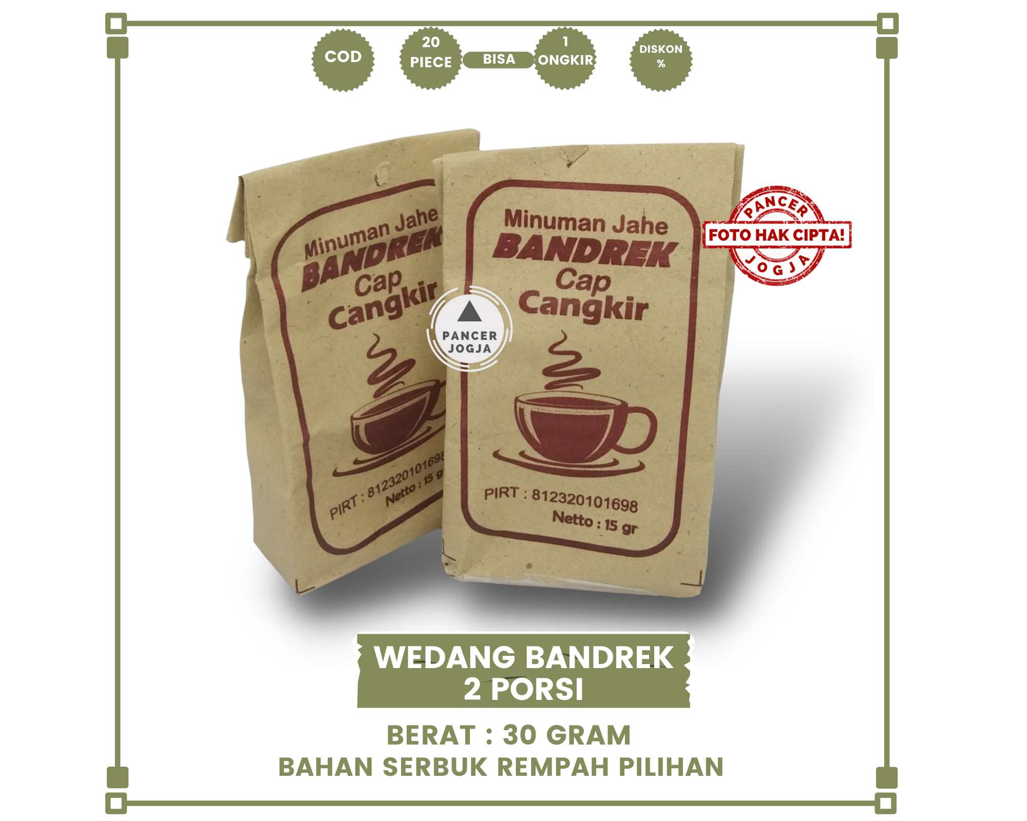 JUAL WEDANG BANDREK CAP CANGKIR ISI 10 PORSI BERAT 500 GRAM / MINUMAN ...