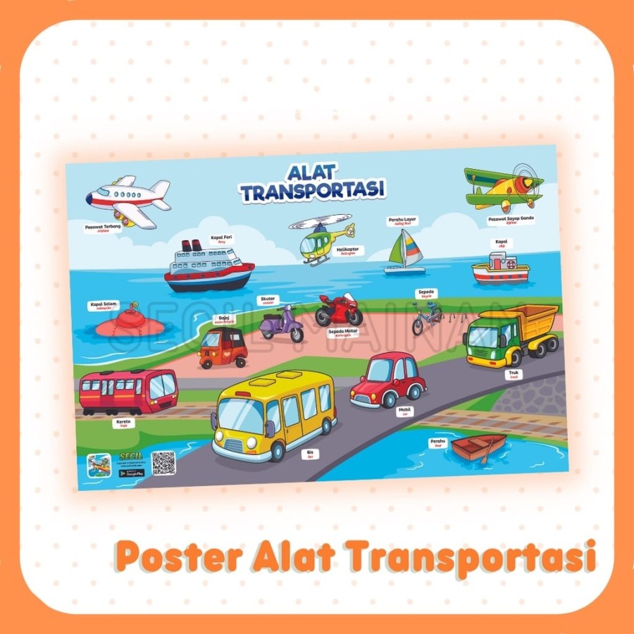 Poster Edukasi Belajar Transportasi anak TK SD PAUD wipe and clean ...