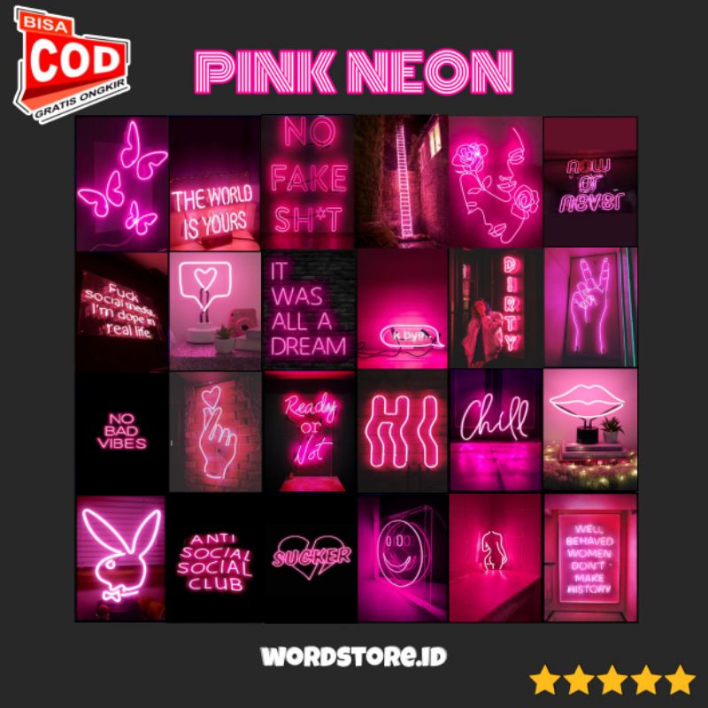 Poster Aesthetic Ukuran A5 Poster Pink Neon Poster Light Pink Dekorasi ...