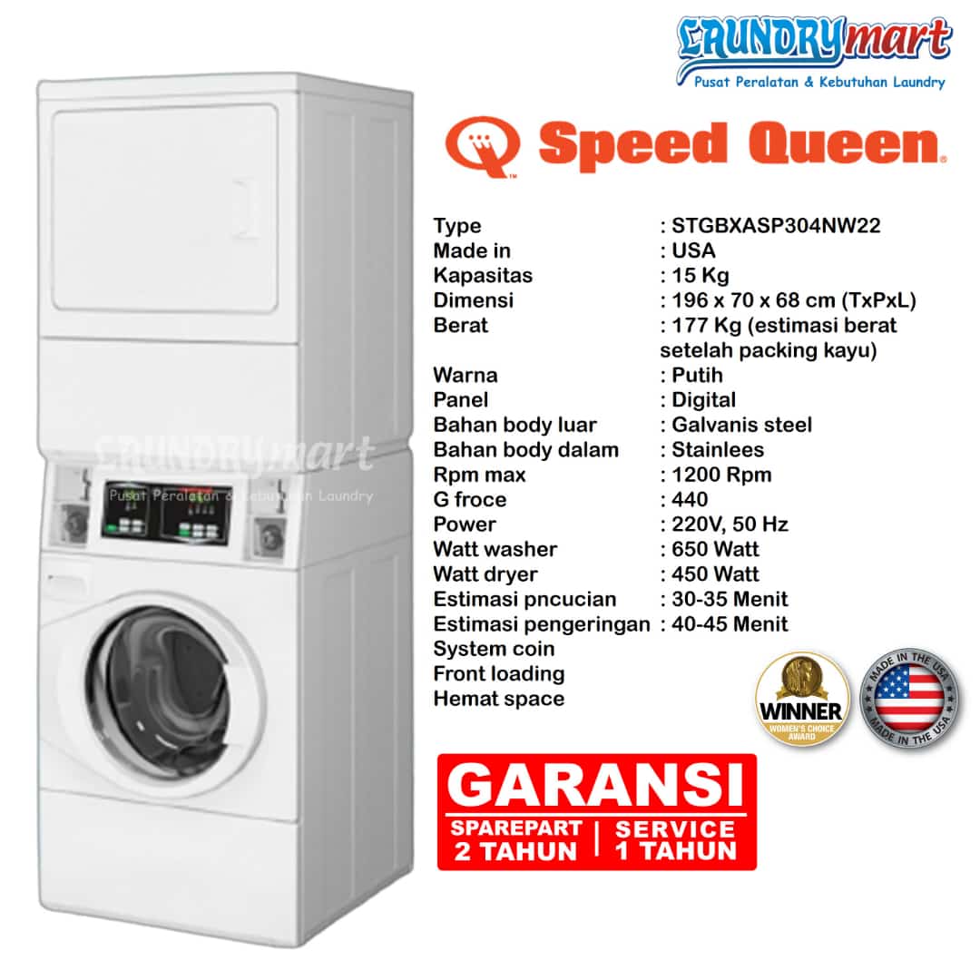 STACKED KOIN WASHER / MESIN CUCI DRYER / MESIN PENGERING SPEEDQUEEN ...