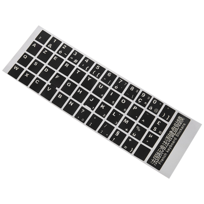 White Letters French Azerty Keyboard Sticker Cover Black for Laptop PC ...