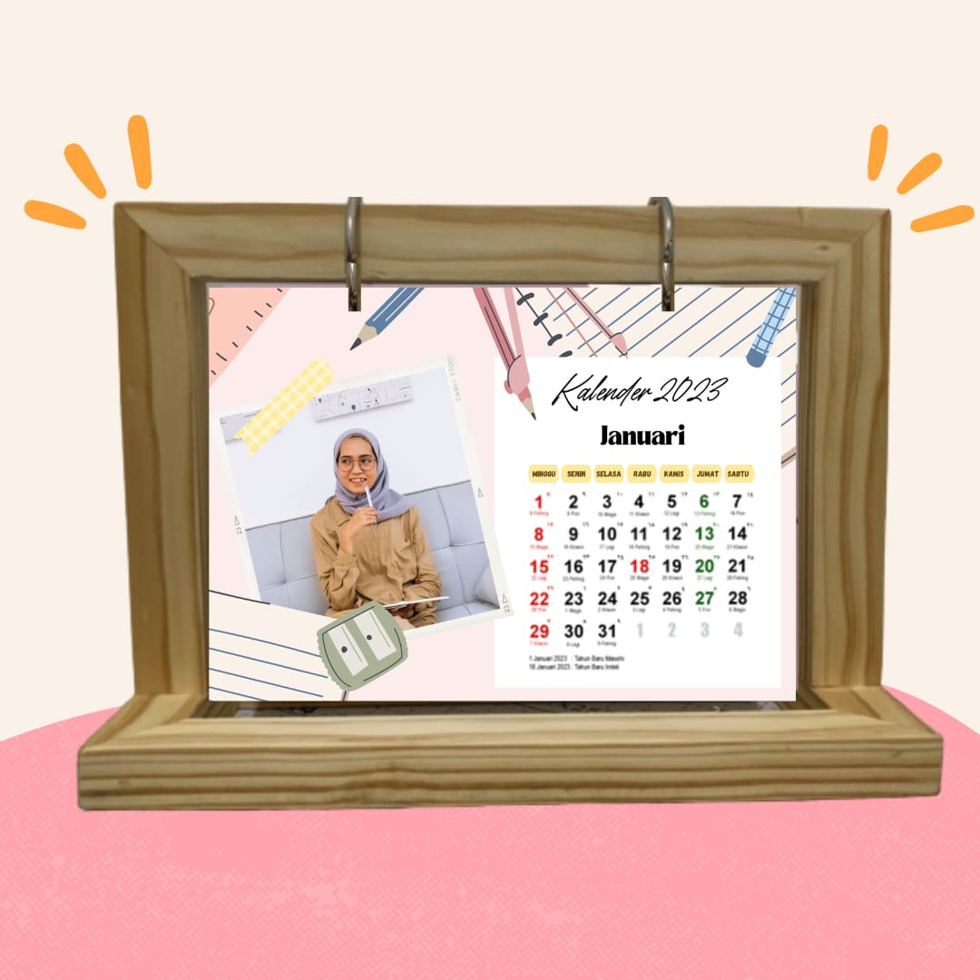 KALENDER 2024 CUSTOM FOTO - KALENDER MEJA - DUDUKAN FRAME KAYU ...