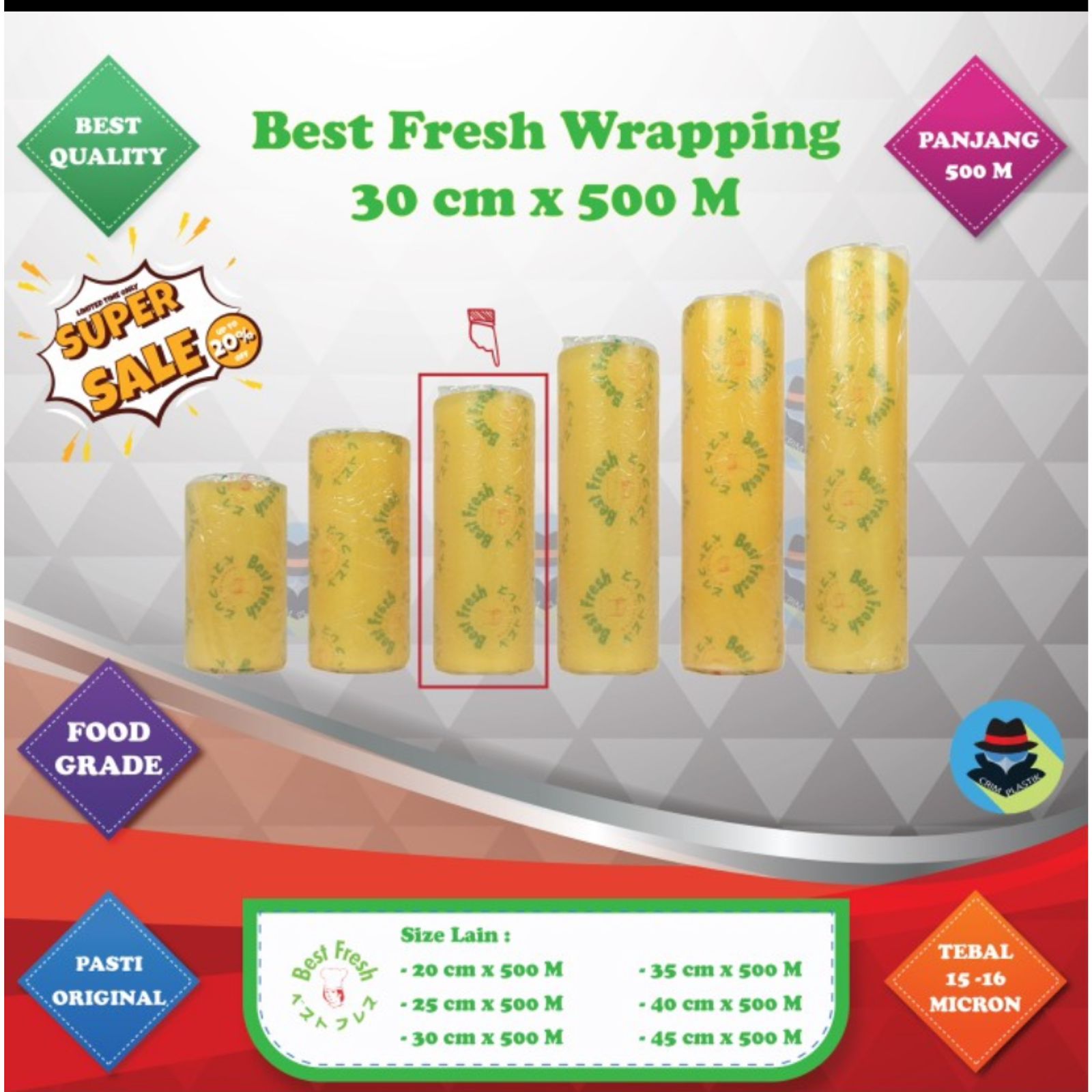 BestFresh/ CHEFFY Plastik Wrapping Ukuran 500 meter Original 100% ...