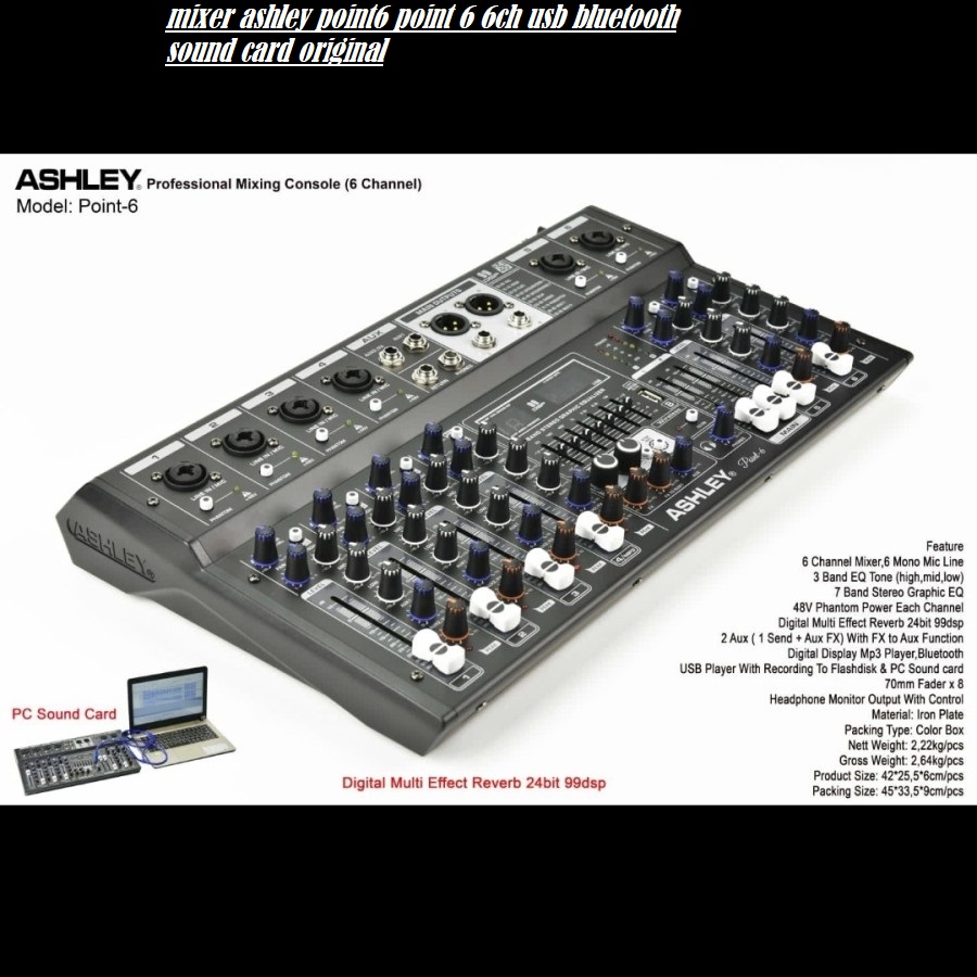 mixer ashley point6 point 6 6ch usb bluetooth sound card | Lazada Indonesia