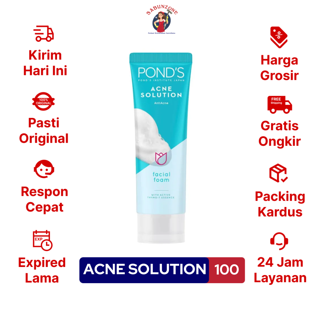 Ponds Acne Solution Anti Acne Facial Foam 100 gr Biru | Lazada Indonesia
