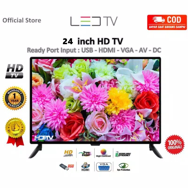 NEW MODEL - LED TV 24 INCH Support USB - VGA - HDMI - AV | Lazada Indonesia