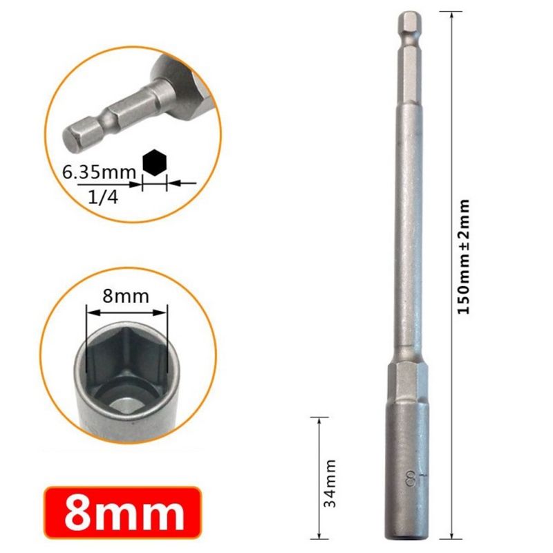 Soket Kunci Pas Ekstension Panjang 150mm Sambungan Mata Bor Obeng 8/10 ...