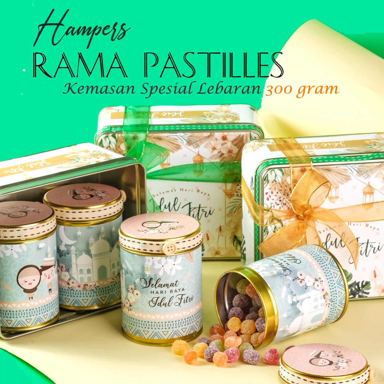 HAMPERS LEBARAN PERMEN KAYU PUTIH BUAH JAHE 2 KALENG 300 GRAM DAN 1 ...