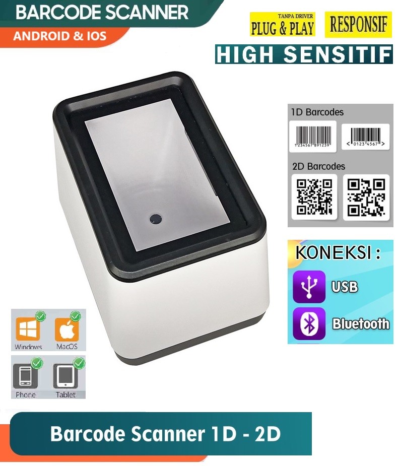 Bluetooth Barcode Scanner 1D 2D QR Code CMOS - USB BLUETOOTH | Lazada ...