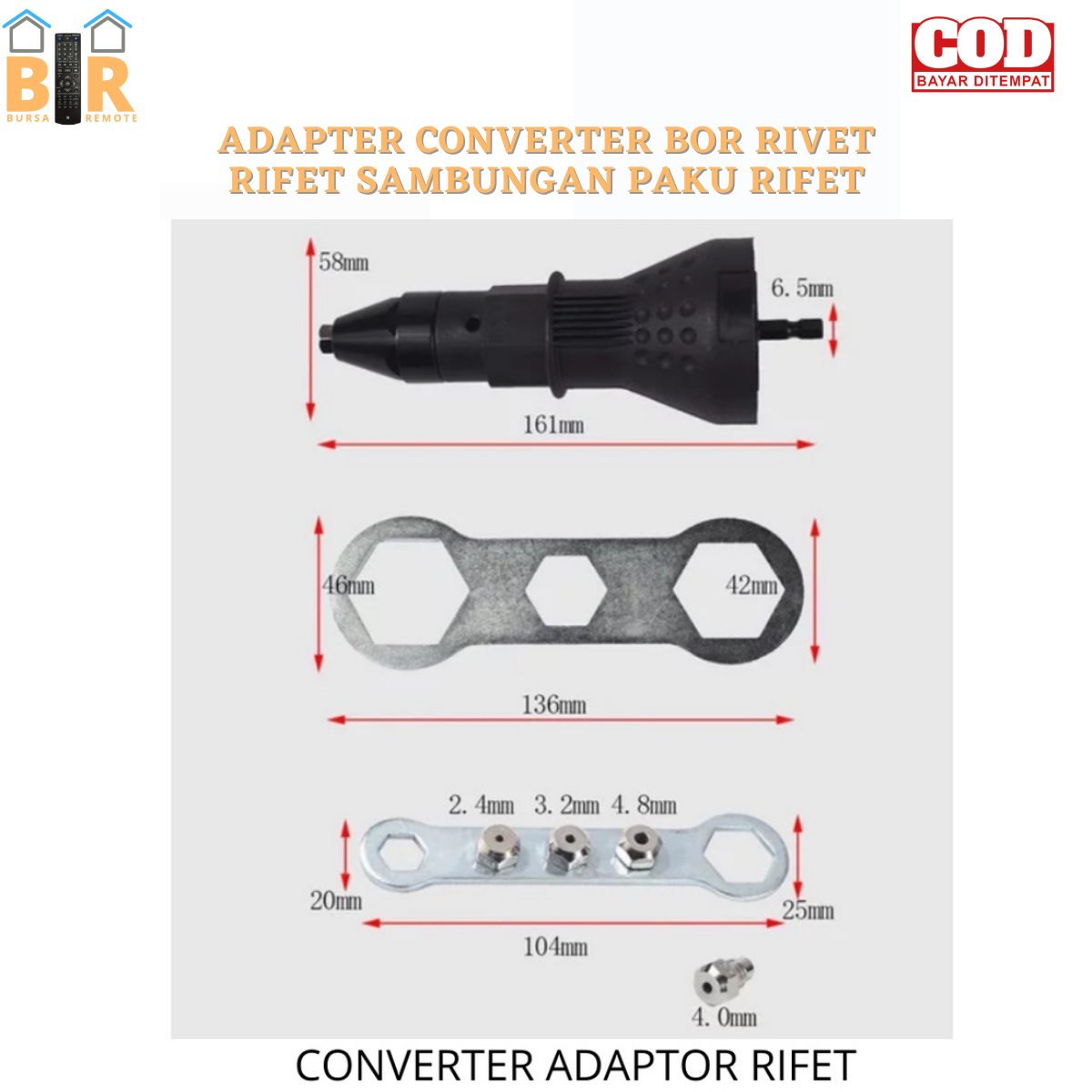 ADAPTER CONVERTER BOR RIVET RIFET SAMBUNGAN PAKU RIFET | Lazada Indonesia