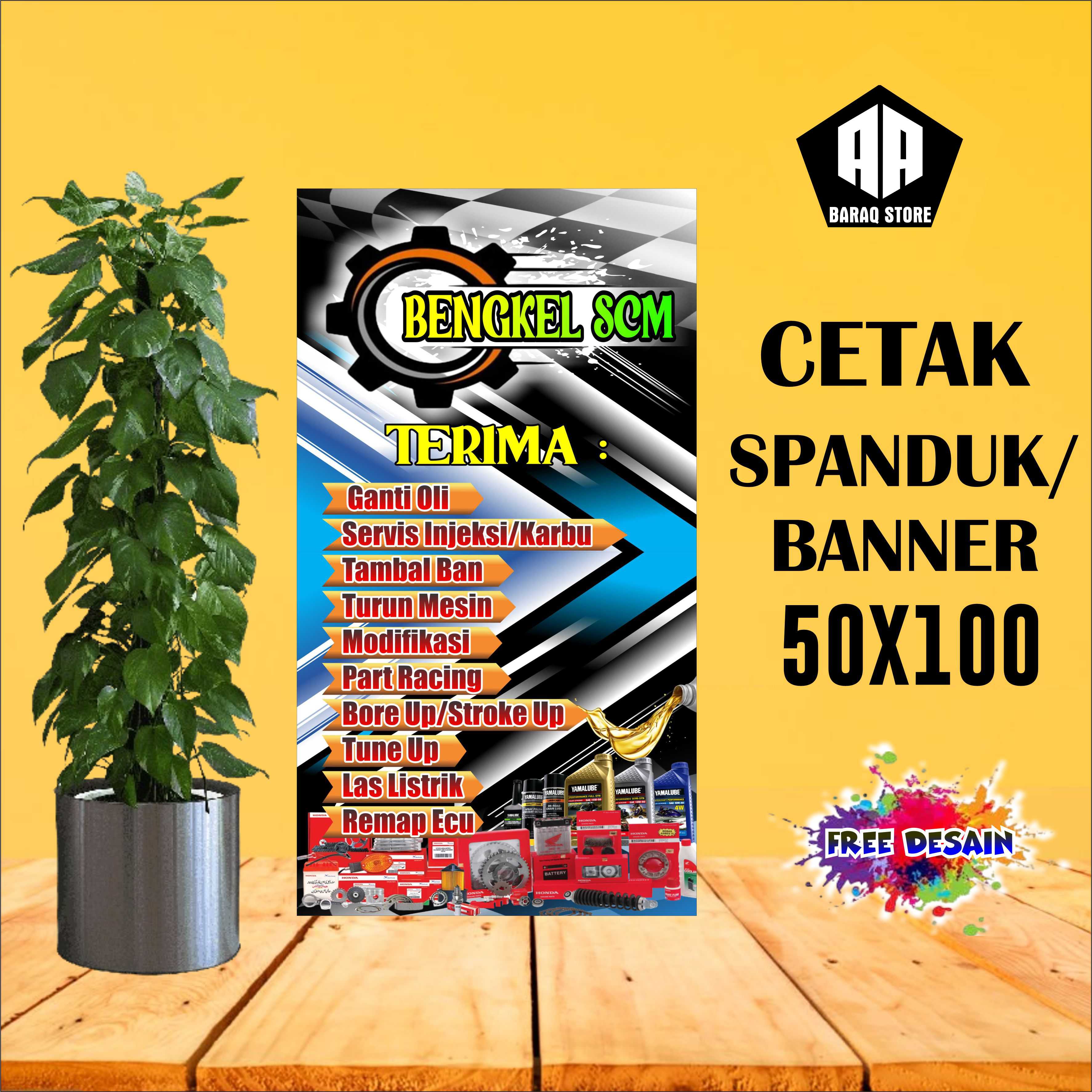 Cetak Banner Cetak Spanduk Bengkel Terima Service Ganti Oli DLL Ukuran ...