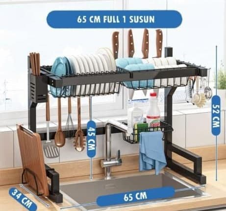 Rak Bak Cuci Piring 65 cm Tempat Peniris Sink Stainless | Lazada Indonesia