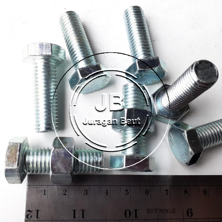 BAUT MUR M12 X 35 PANJANG 3,5CM 3,5 CM KUNCI 19 35MM MM PUTIH BAUD BMP ...