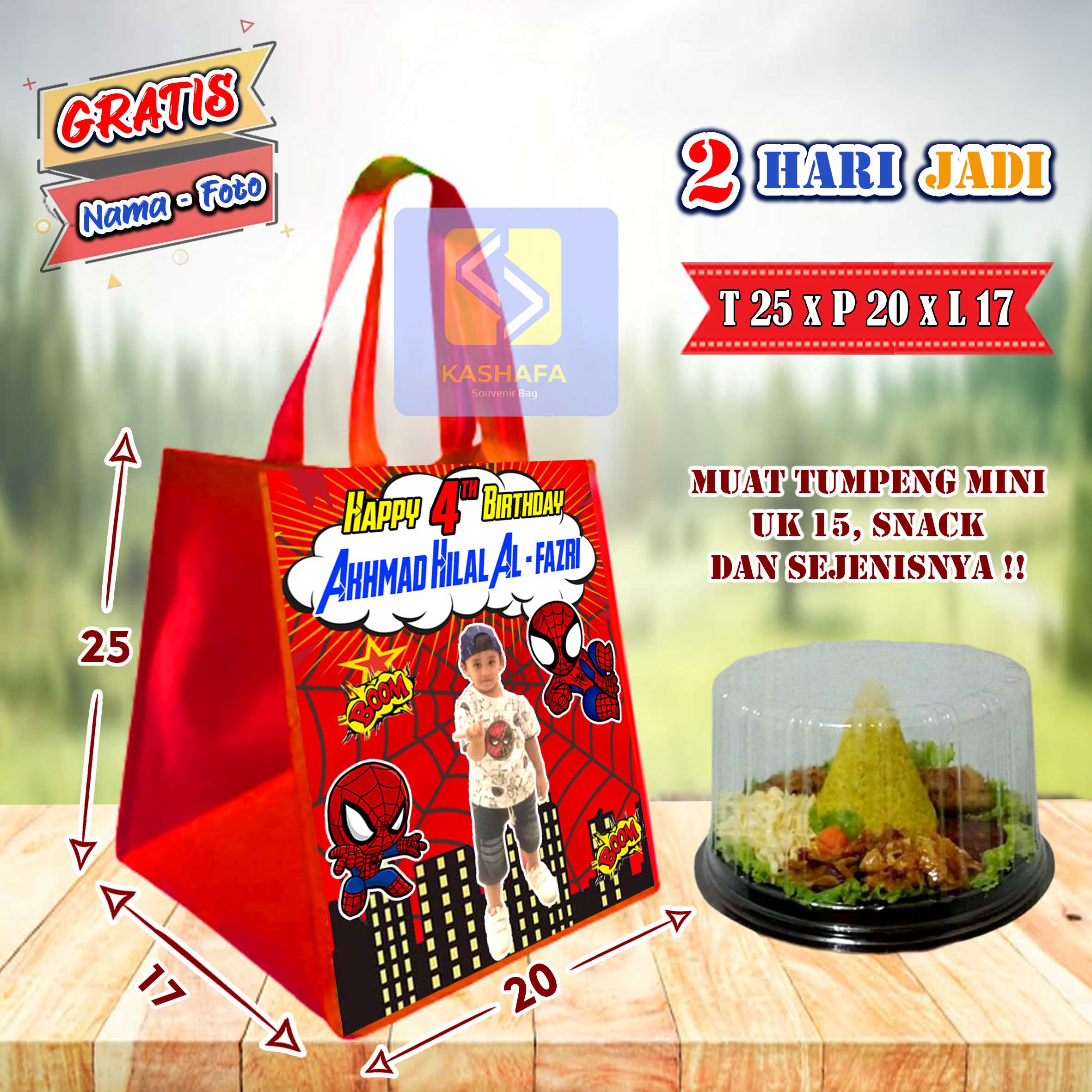 (40 PCS) Goodie bag ukuran T 25 P 20 L 17 Muat tumpeng mini diameter ...