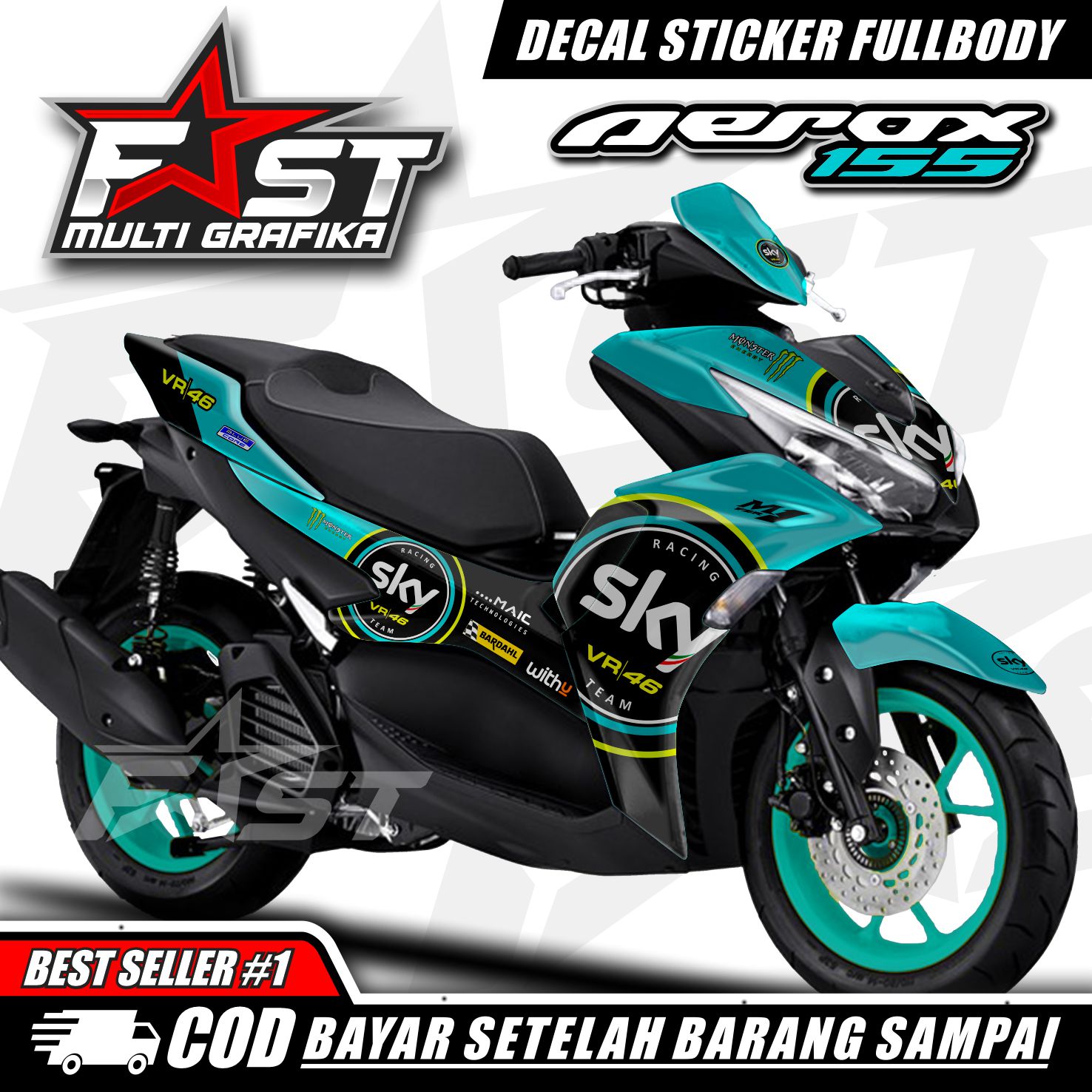 Decal Sticker Variasi Fullbody SKY All New Aerox 155 Connected - Dekal ...