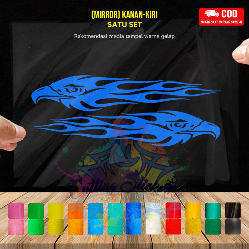 Elang Flames Cutting Sticker Variasi Motor Mobil Stiker Naga Timbul ...