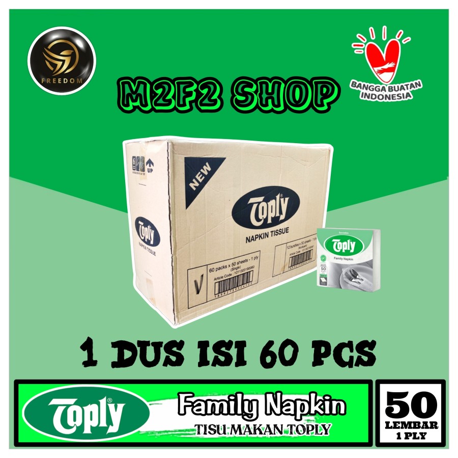 Tisu Makan Toply Serviettes Napkin Tissue - 50 sheets (Kemasan Karton ...