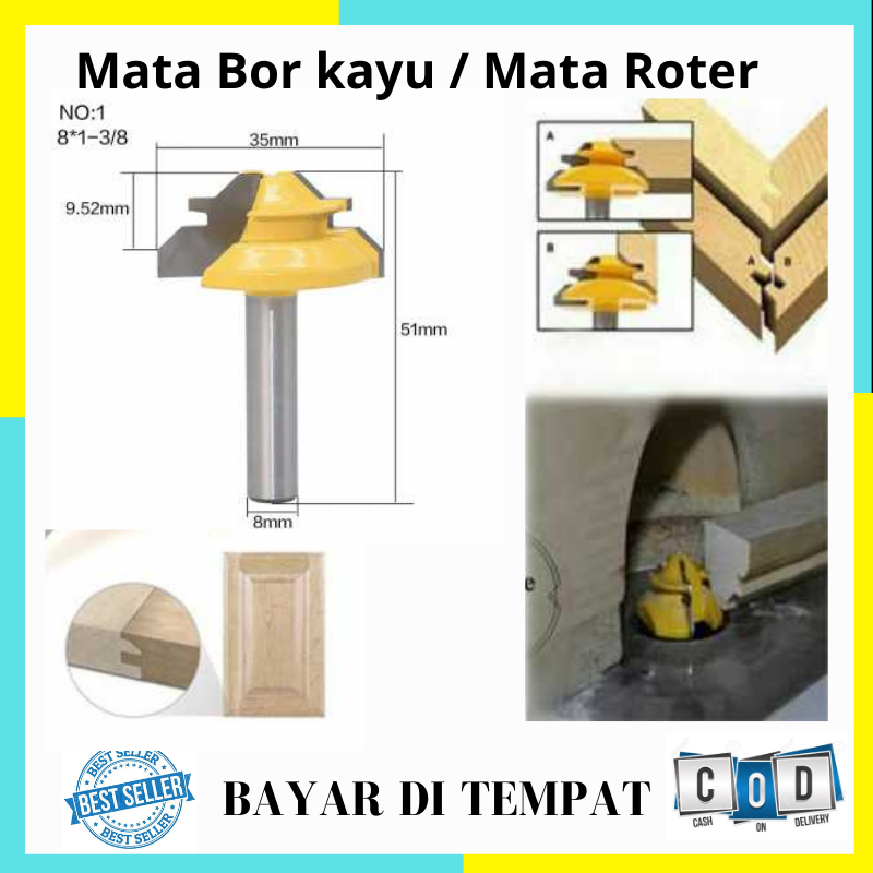 Mata Profil Tongue & Groove Router Trimmer Panel Sambung Kayu Jointing ...