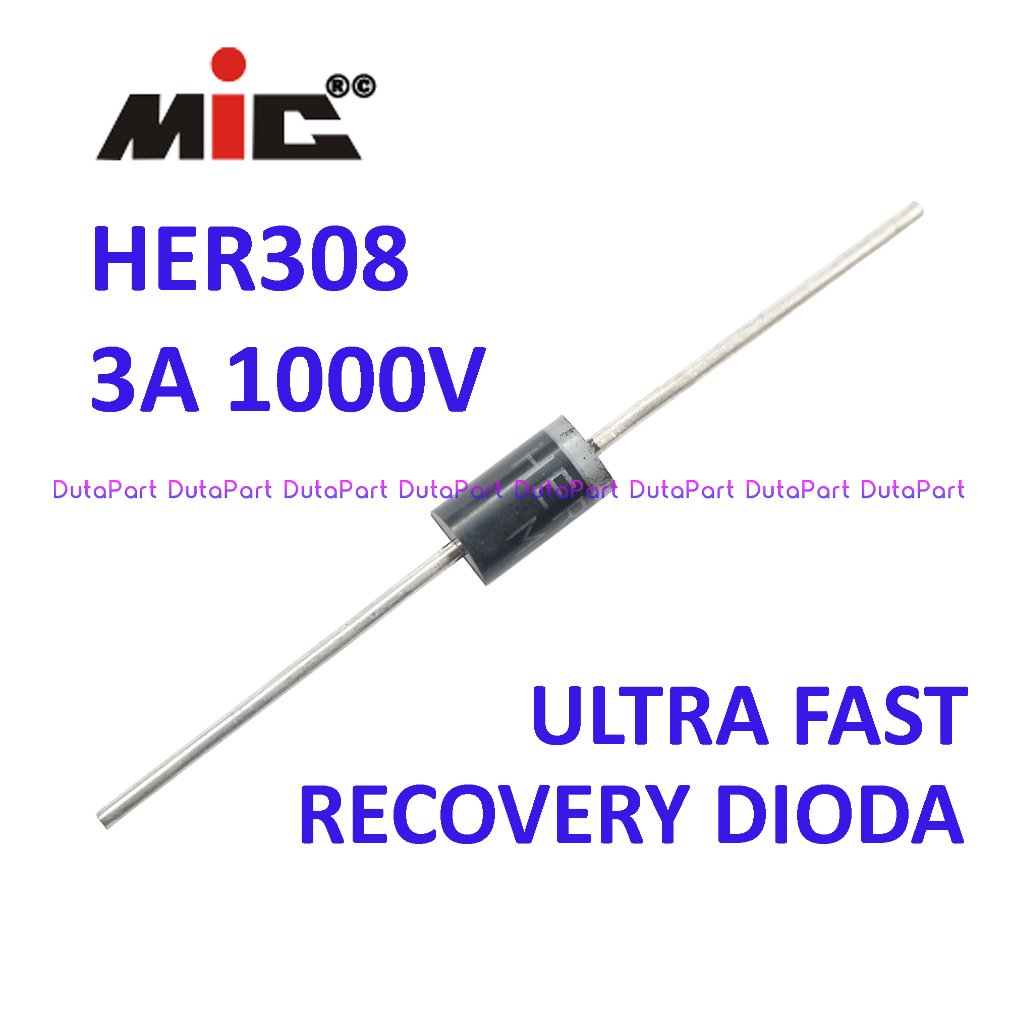 50 PCS HER308 HER 308 3A 1000V MIC Ultra Fast Recovery Rectifier Dioda ...