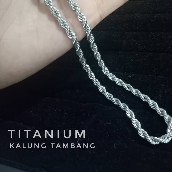 Kalung Rantai Titanium Silver dan Gold Model Tambang Wanita dan Pria ...