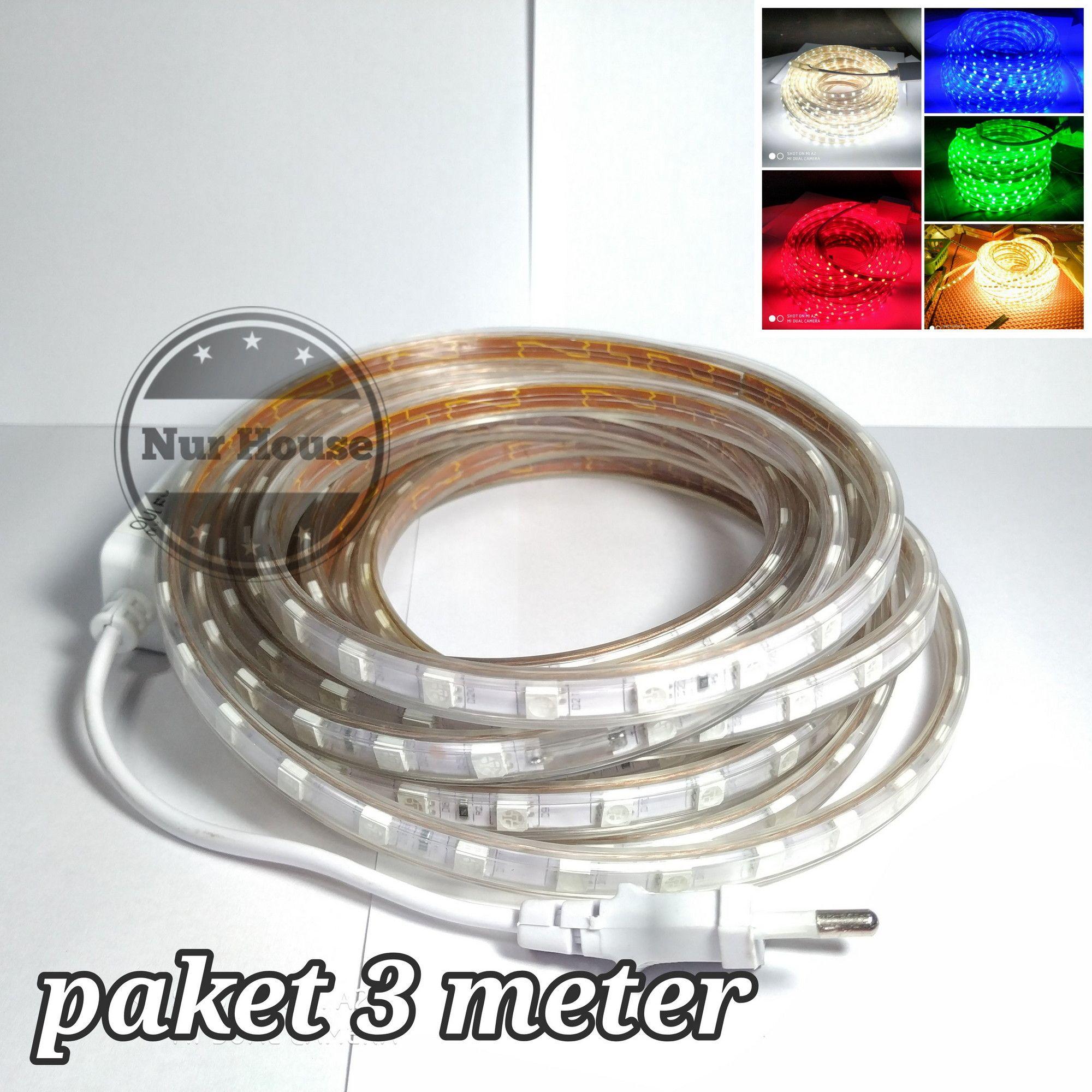 Led Strip 5050 220V paket 3 meter Lampu Plafon 220V Lampu Selang Lampu ...
