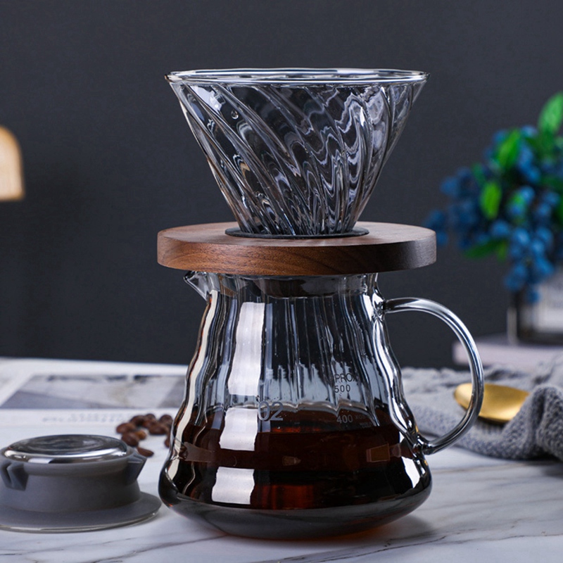 Pour over Coffee Set V60 Dripper 500Ml Coffee Server Glass Funnel Drip ...