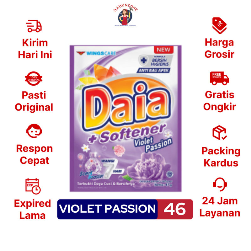 Detergen Bubuk Daia Violet Passion Sachet 46 gr | Lazada Indonesia