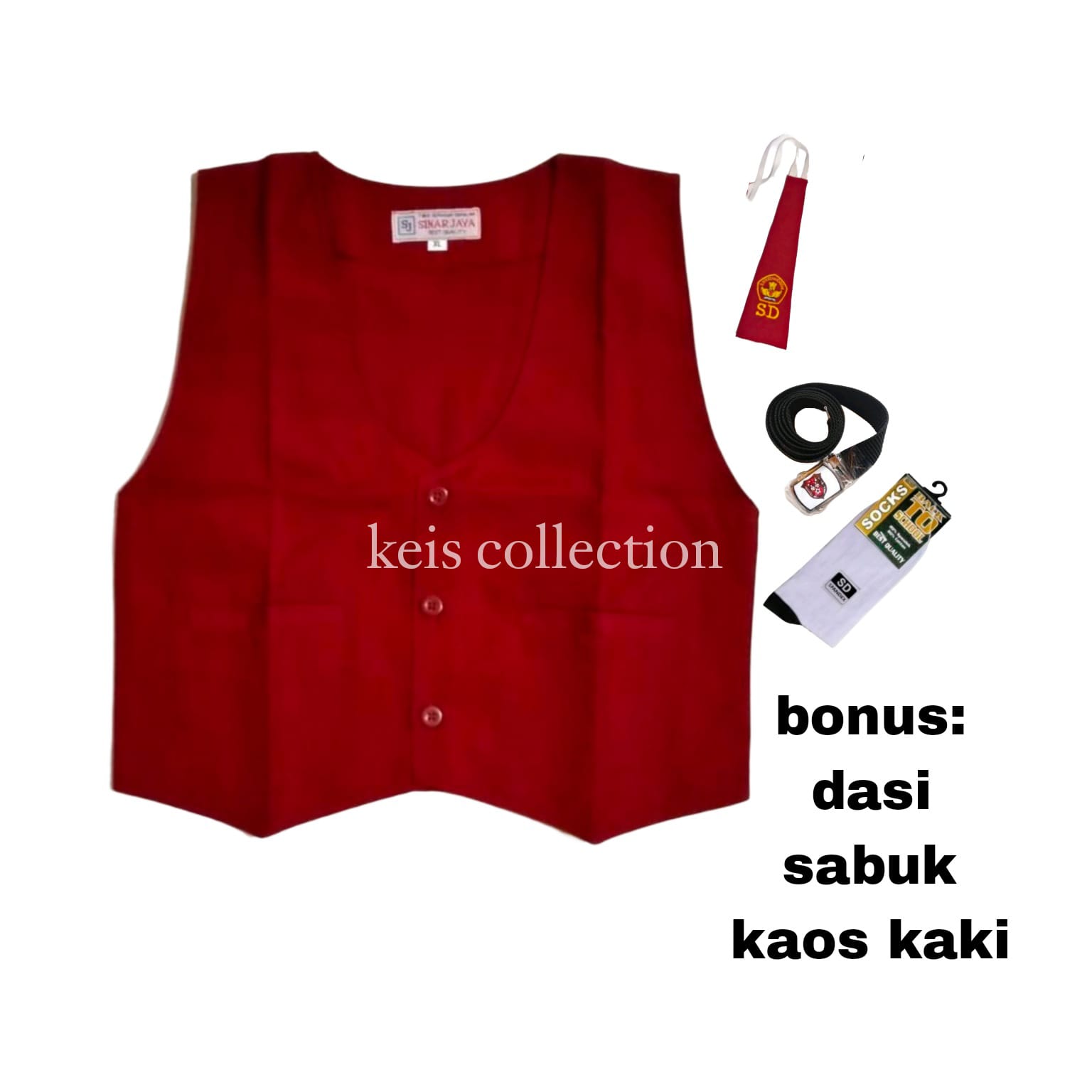 ROMPI SERAGAM SEKOLAH SD / ROMPI MERAH SERAGAM SD BONUS AKSESORIS ...