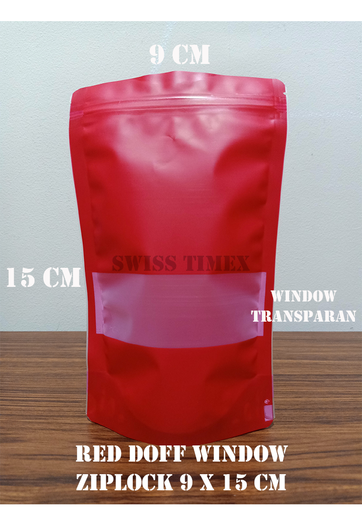 50Pcs Standing Pouch Window Red (Merah) Ziplock 9x15 CM | Lazada Indonesia