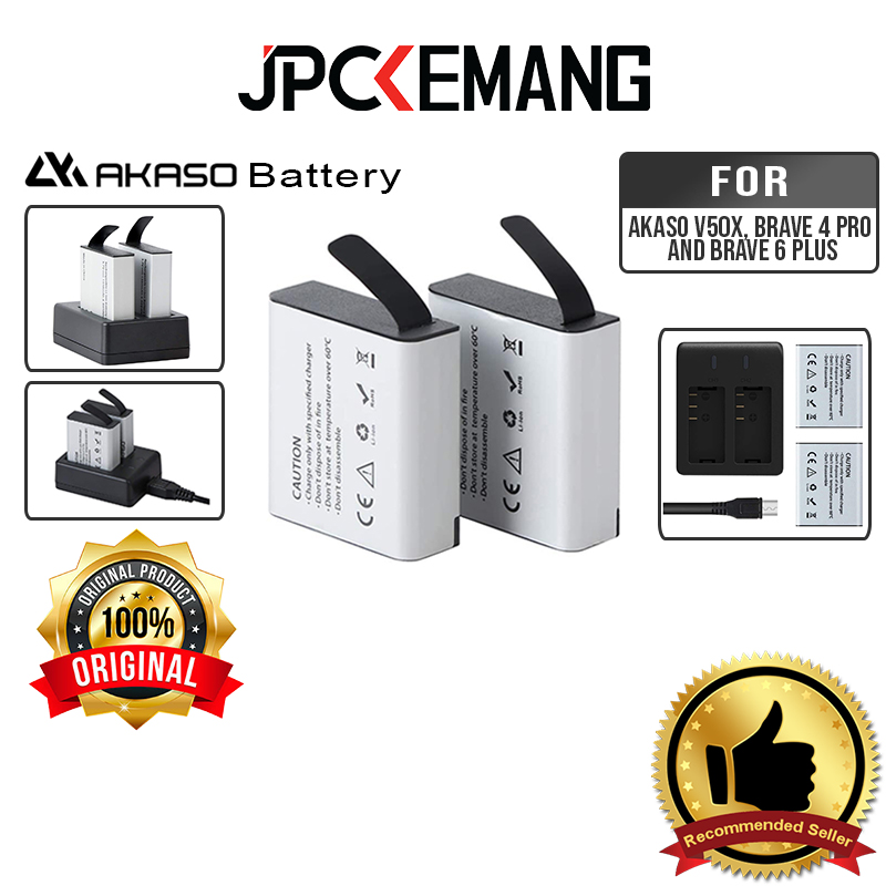 Akaso Battery kit V50X Brave 7 Brave 7 LE (2 Battery + 1 Docking ...